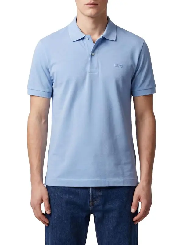 Lacoste Short-sleeve Cotton Polo Shirt With Ribbed Collar - Blue