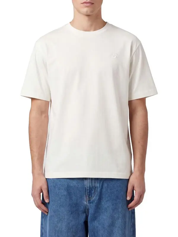 NEW BALANCE Crewneck Cotton T-shirt With A Tone-on-tone Embroidered Logo - White