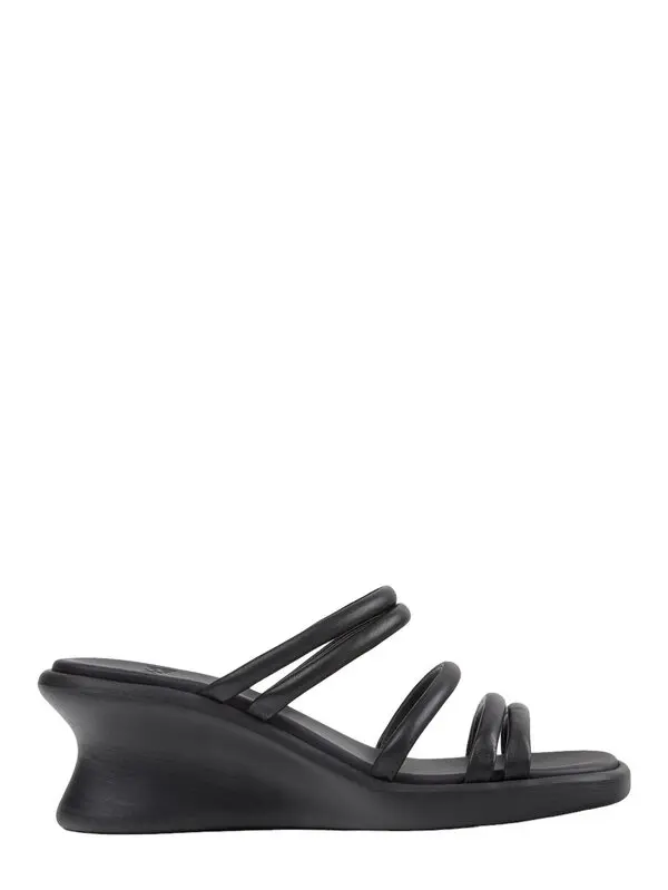 Camper Louise Leather Wedge Sandals - Black