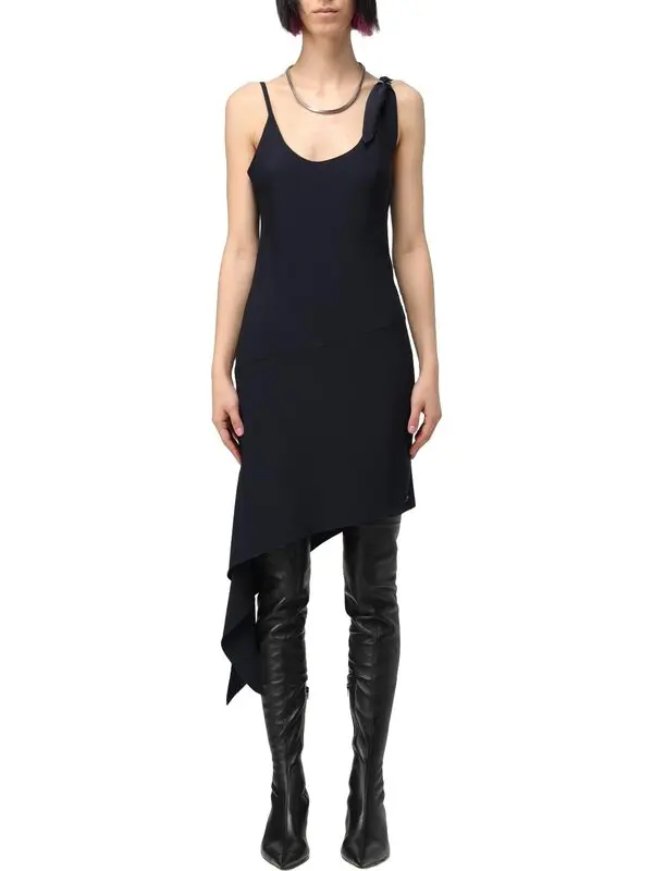 COURREGES Asymmetrical Hem Midi Dress - Navy