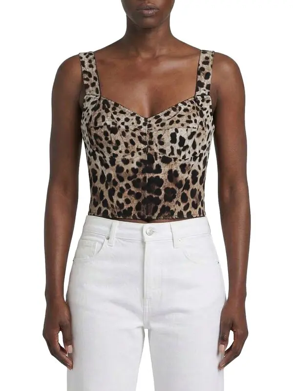 Dolce & Gabbana Animal Print Silk Bustier Top - Multicolor