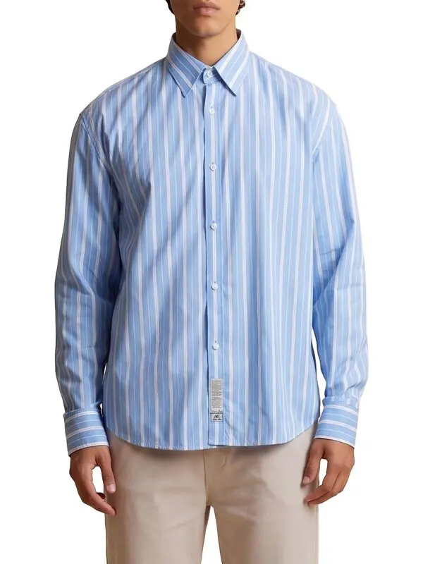 LA MARTINA Striped Long-sleeved Cotton Shirt - Blue