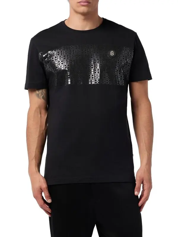 BILLIONAIRE Slim Fit Cotton T-shirt With Contrasting Logo On The Chest - Black