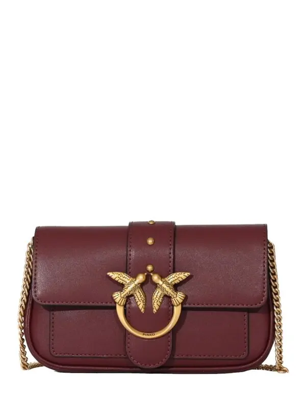 Pinko Love Bag One Mini Leather Crossbody Bag - Ruby