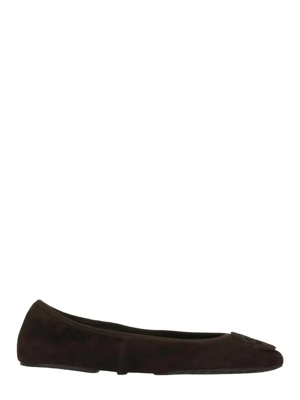Tory Burch Suede Sheepskin Ballet Flats - Brown