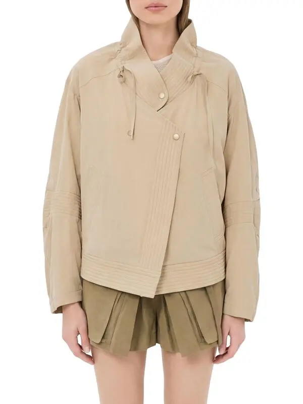 Isabel Marant Étoile Lightweight Tencel And Nylon Jacket With High Windproof Collar - Sand