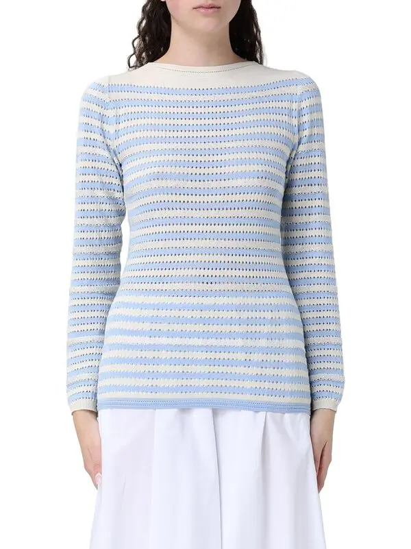 Fabiana Filippi Striped Cotton Knit Top - Gnawed Blue