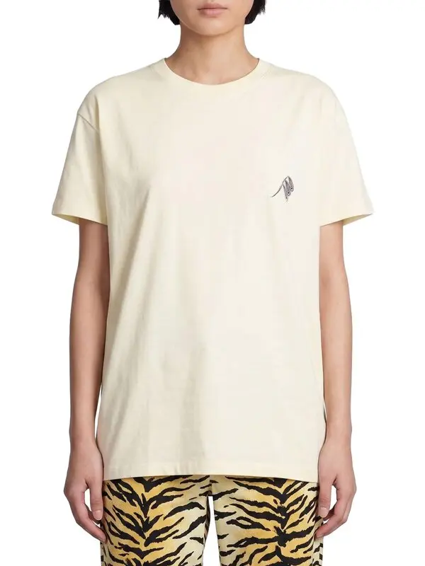 Attico Crewneck T-shirt With Printed Logo - Yellow