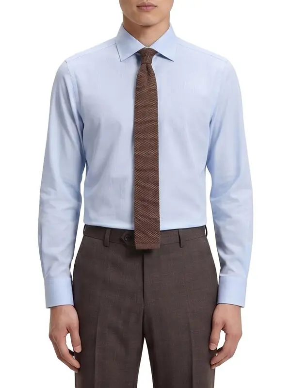 BOSS Regular Fit Cotton Shirt With French Collar - Blue