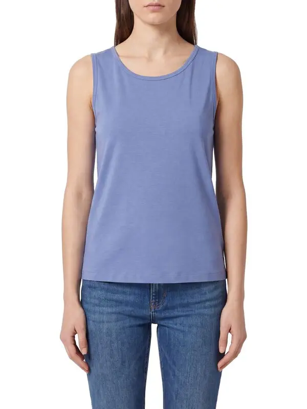 Herno Slim Fit Cotton Tank Top With Round Neck - Gnawed Blue