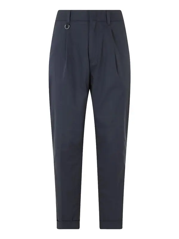 PAOLO PECORA Slim Fit Cotton Chino Pants With Slant Pockets - Blue