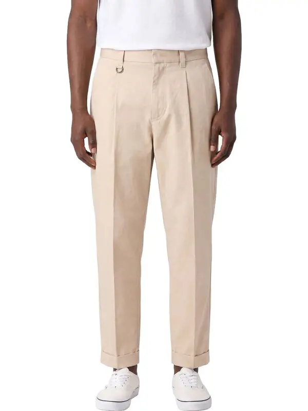 PAOLO PECORA Slim Fit Cotton Chino Pants With Slant Pockets - Grey
