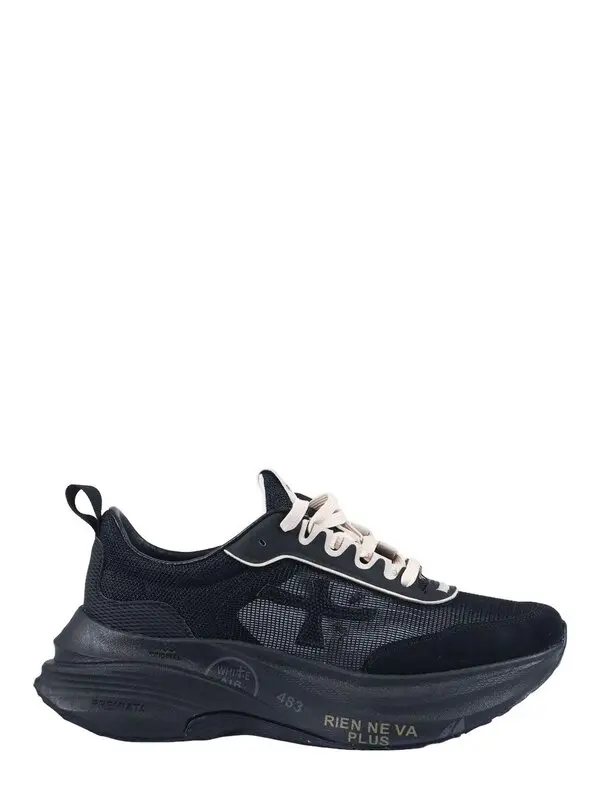 Premiata Hill Nylon And Suede Low-top Sneakers - Black