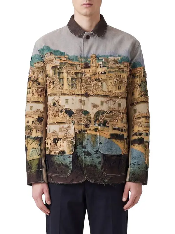 Junya Watanabe Graphic Print Patch Pocket Jacket - Multicolor