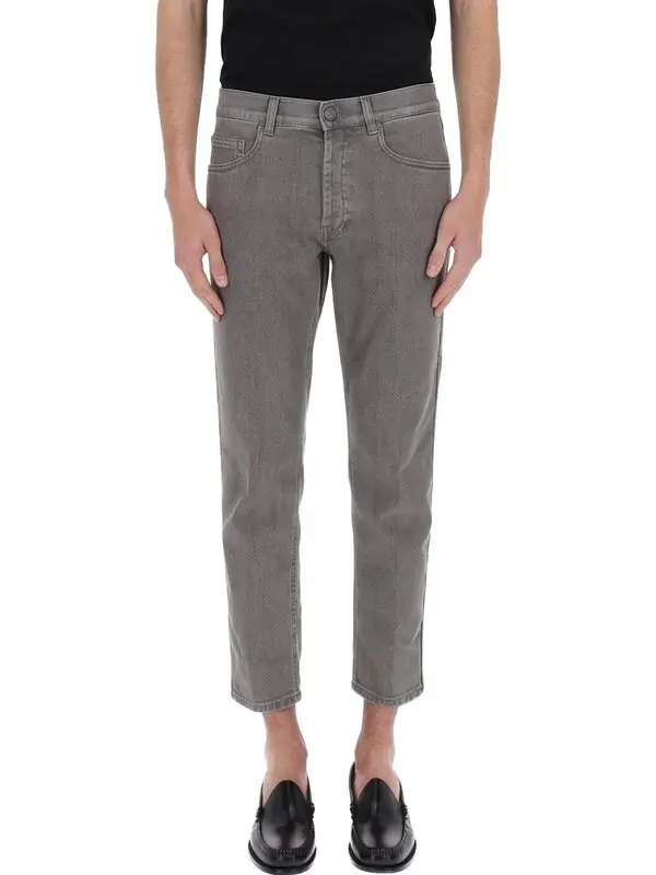 LARDINI Cropped Fit Denim Jeans - Grey