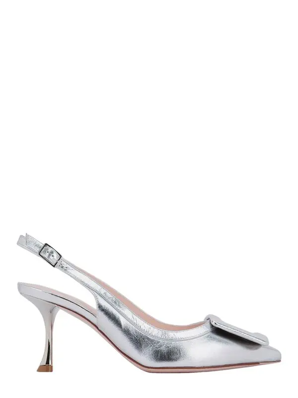 ROGER VIVIER Slingback Pumps In Laminated Leather - Silver