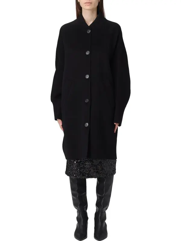 Pinko Long Sleeve Coat With Button Details - Black