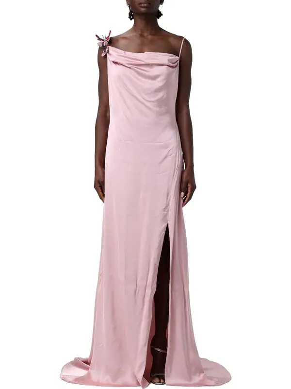 Blumarine Stretch Viscose Evening Gown With Butterfly Embellishment - Violet