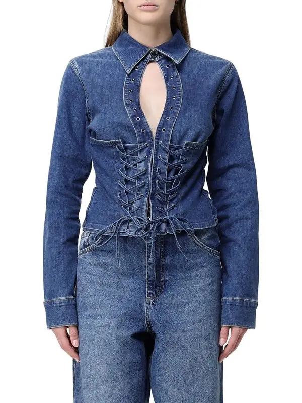 Liu Jo Long-sleeve Denim Corset Bustier - Navy