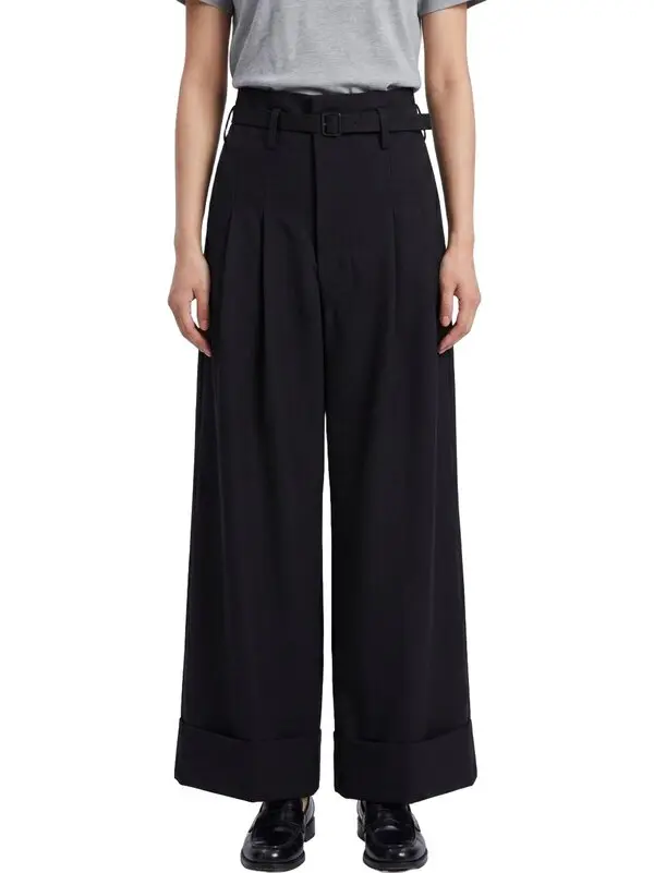 Junya Watanabe High-waisted Wide-leg Belted Palazzo Pants - Black