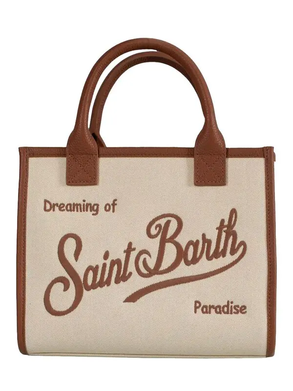 MC2 SAINT BARTH Vanity Handbag In Cotton Twill With Embroidered Logo - Hazel