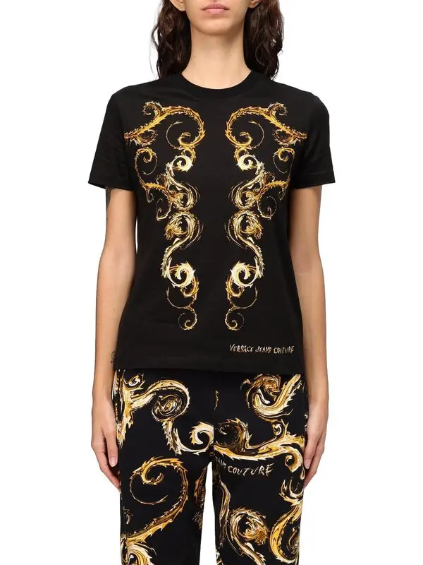 Versace T-shirt With Embellished Print - Black