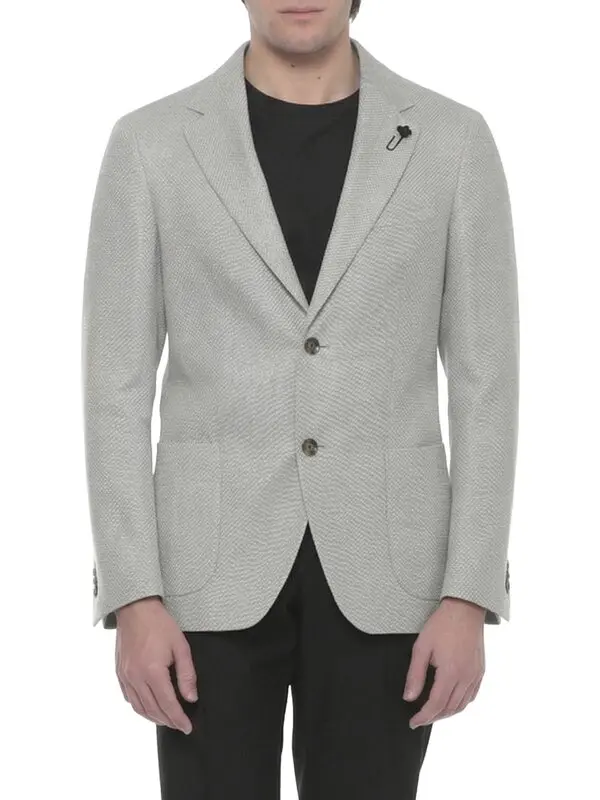 LARDINI Single-breasted Blazer In Virgin Wool And Linen - Mint