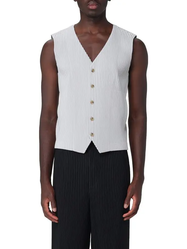 Issey Miyake Homme Plissé Tailored Pleated Vest - Grey