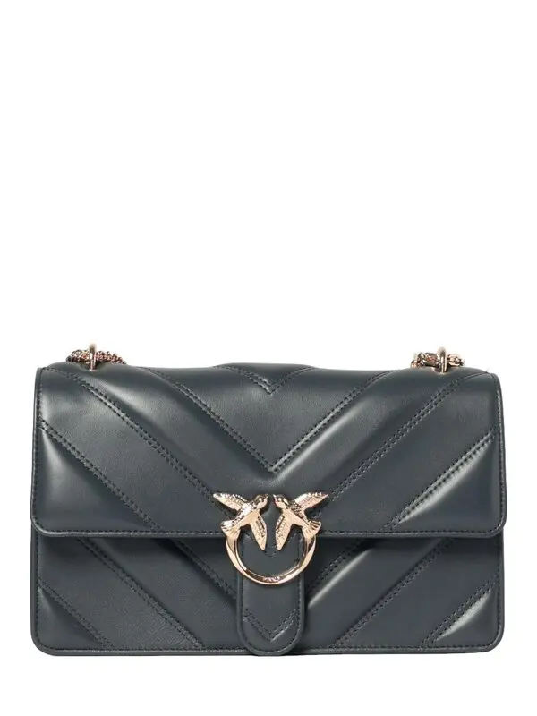 Pinko Quilted Shoulder Bag With Chain Strap - Grey