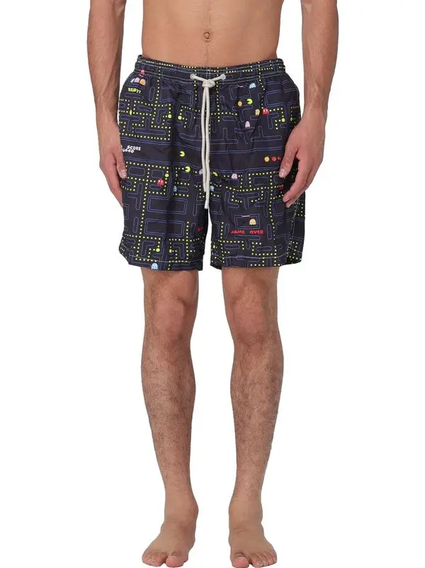 MC2 SAINT BARTH Graphic Print Polyester Swim Shorts - Black