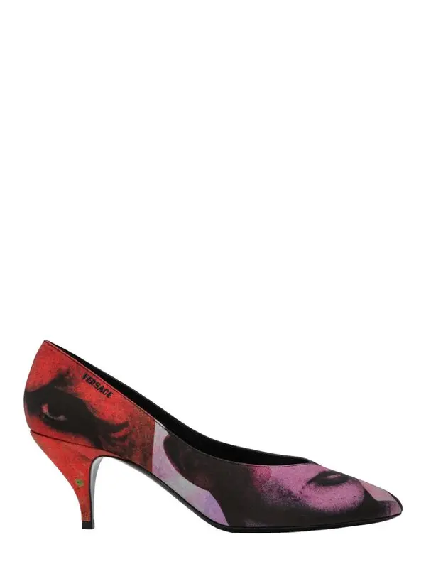 Versace Graphic Print Silk And Leather Pumps - Multicolor