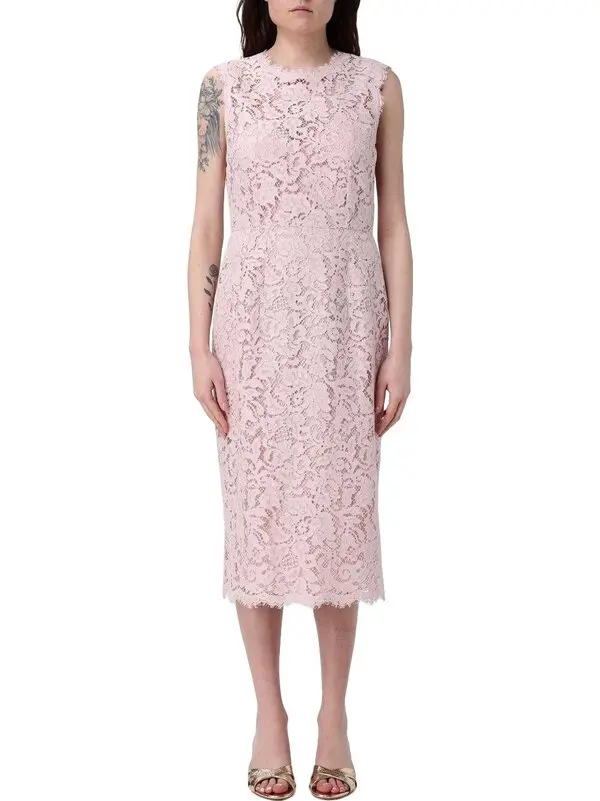 Dolce & Gabbana Lace Midi Sheath Dress - Pink