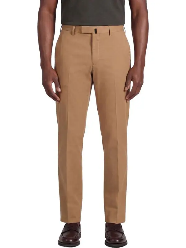Incotex Tailored Trousers In Stretch Cotton - Camel