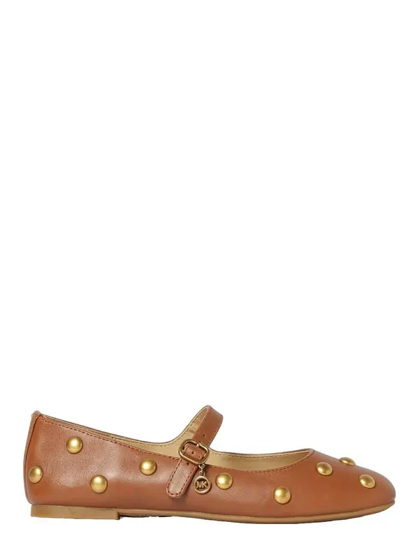Michael Kors Leather Studded Mary Jane Ballet Flats - Black