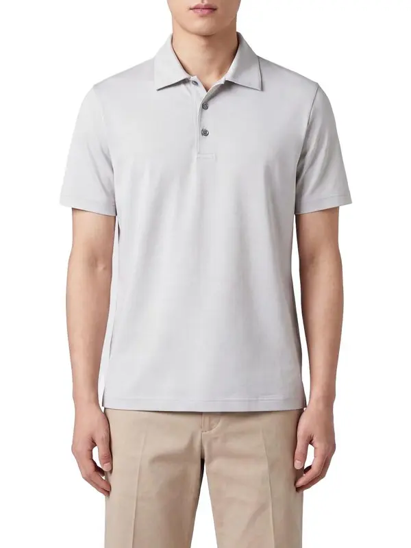 Herno Short-sleeved Cotton Polo Shirt With Classic Three-button Collar - Grey