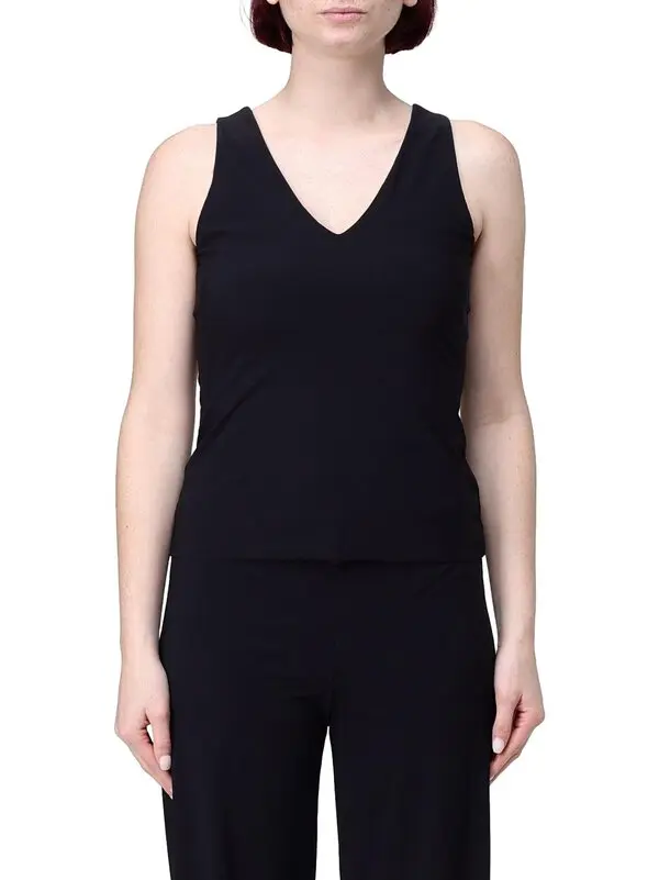 Malìparmi Basic Sleeveless Slim Fit V-neck Top In Jersey - Black