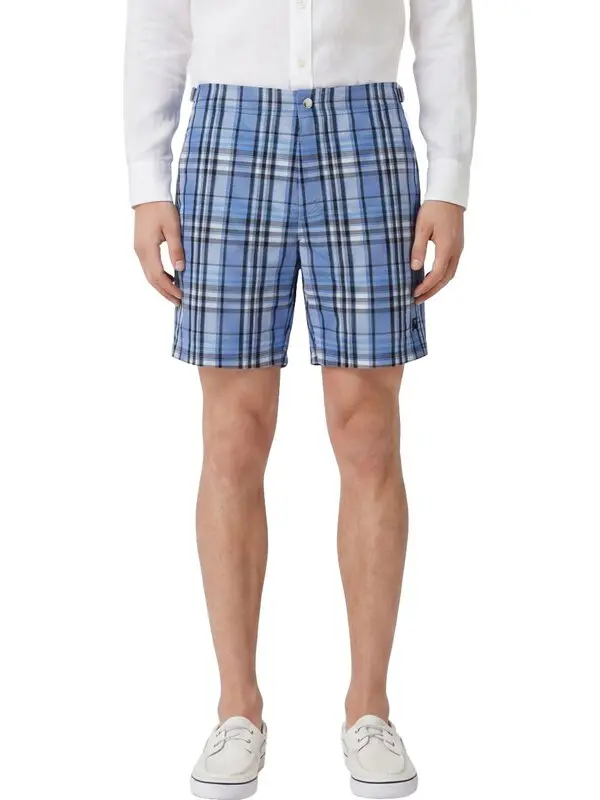 Burberry Short Nylon Check Pattern Swim Shorts With Slash Pockets - Multicolor