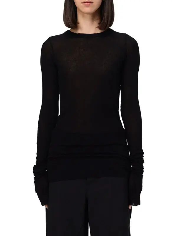 Rick Owens Viscose And Silk Slim Fit Long-sleeved Top - Black