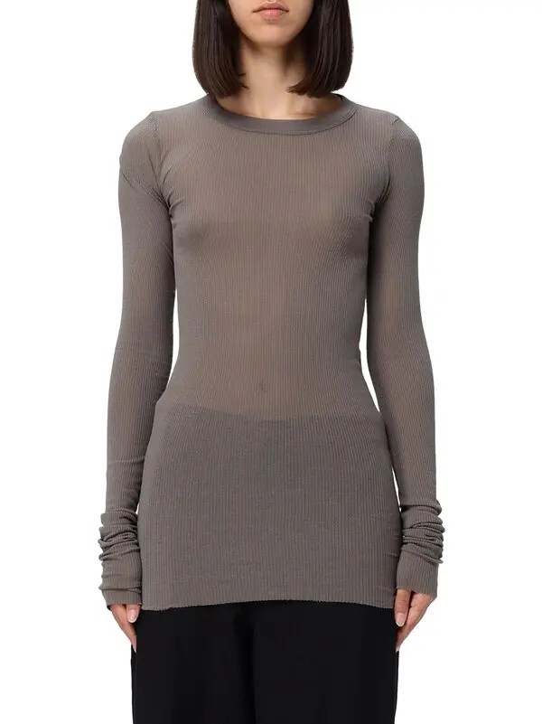 Rick Owens Viscose And Silk Slim Fit Long-sleeved Top - Dust