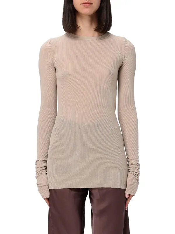 Rick Owens Viscose And Silk Slim Fit Long-sleeved Top - Grey