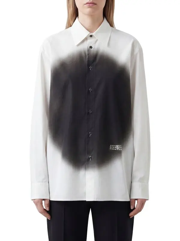 MAISON MARGIELA Graphic Print Cotton Shirt - Beige