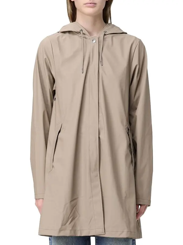 Rains Hooded Waterproof Polyester Trench Coat - Beige