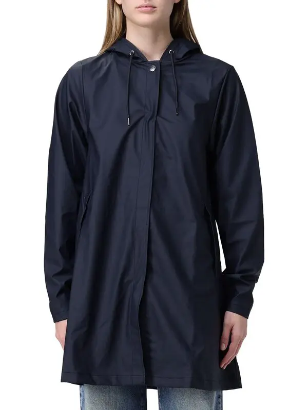 Rains Hooded Waterproof Polyester Trench Coat - Navy