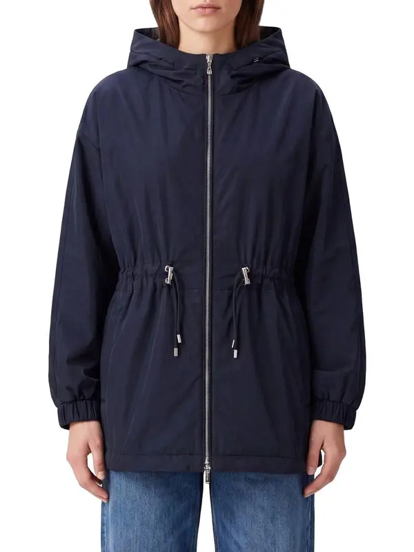 MOORER Galilea-stp Short Technical Fabric Hooded Windbreaker Jacket - Blue