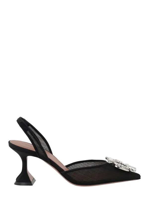 Amina Muaddi Slingback Shoes With Embellished Detail - Black