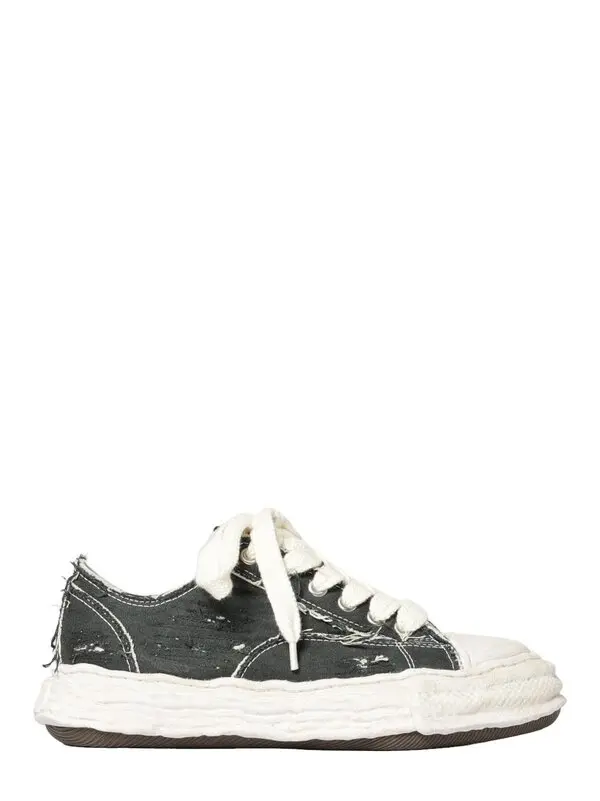Mihara Yasuhiro Peterson Distressed Cotton Low Top Sneakers - Black