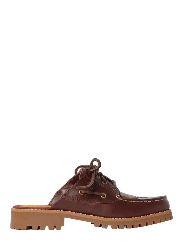 Timberland Authentic Leather Clogs With Fringes And Adjustable Straps - Brown