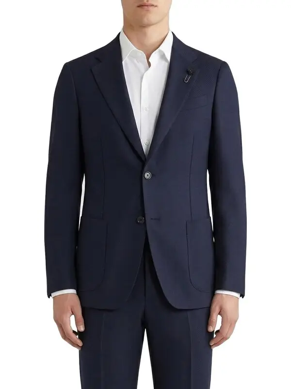 LARDINI Single-breasted Wool Blazer - Blue
