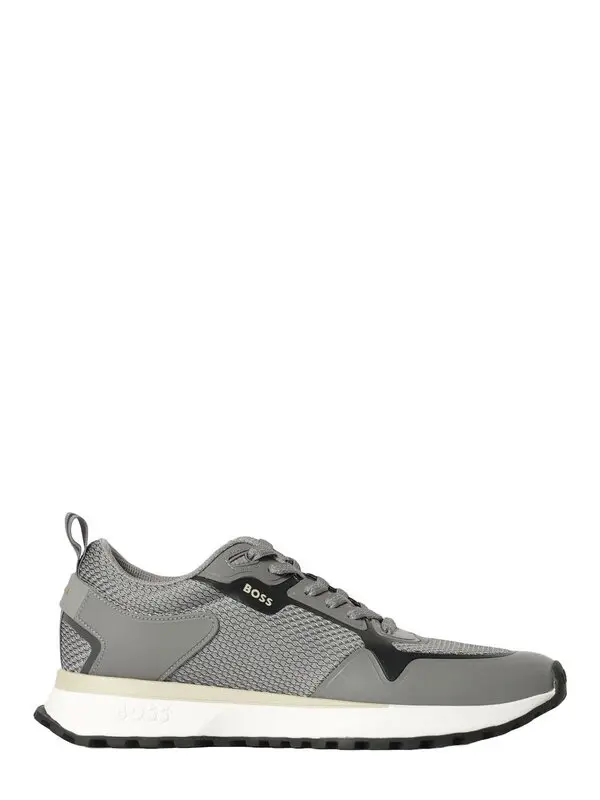 BOSS Mesh And Synthetic Low Top Sneakers - Grey