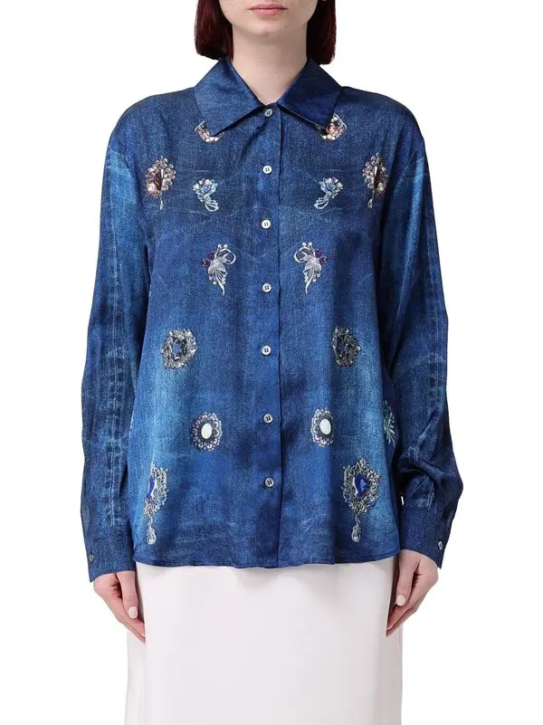 Liu Jo Printed Cotton Shirt - Navy